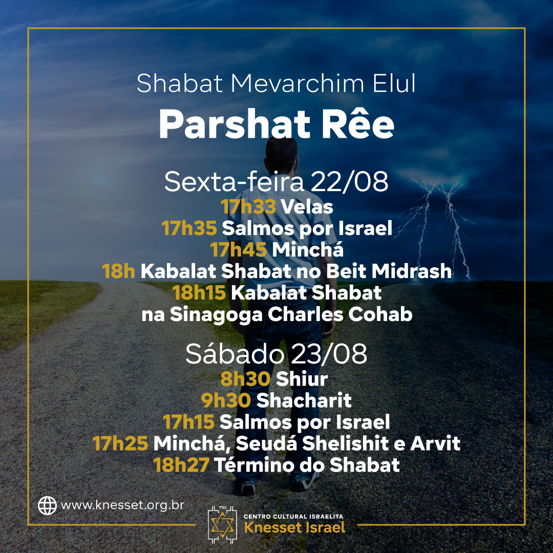 Horários do Shabat - Parshat Rêe - Knesset Israel